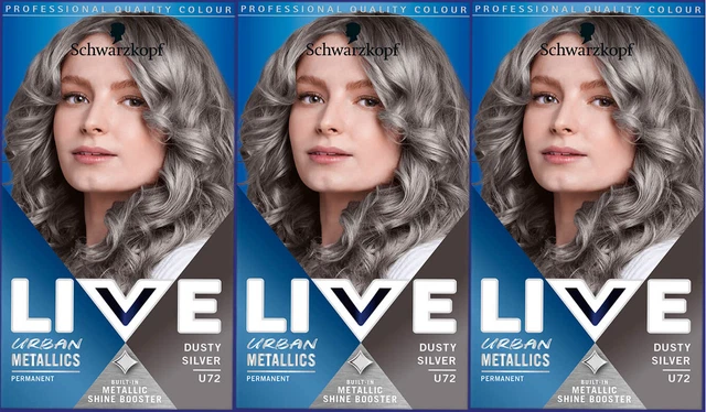 3 X SCHWARZKOPF, Live, DUSTY SILVER U72, Urban Metallics, Permanent ...