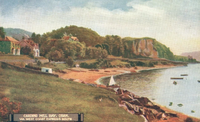 VINTAGE POSTCARD CARDING Mill Bay Oban Via West Express Route Scotland ...