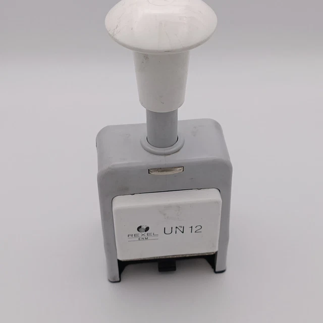 VINTAGE REXEL-ENM AUTOMATIC Numbering Machine Stamp UN 12 White 6 Digit ...
