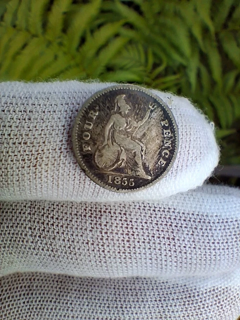 GREAT BRITAIN FOURPENCE Groat Coin Victoria 1855 4D Sterling Silver £12 ...