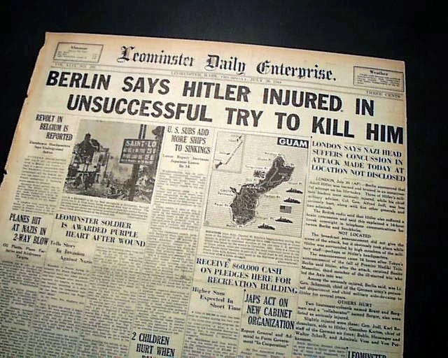 NICE OPERATION VALKYRIE Adolph Hitler Assassination Attempt 1944 WWII ...