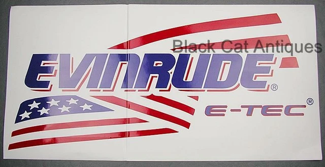 ORIGINAL VINTAGE EVINRUDE E-Tec Outboard Motor Decal Sticker Large 20 ...