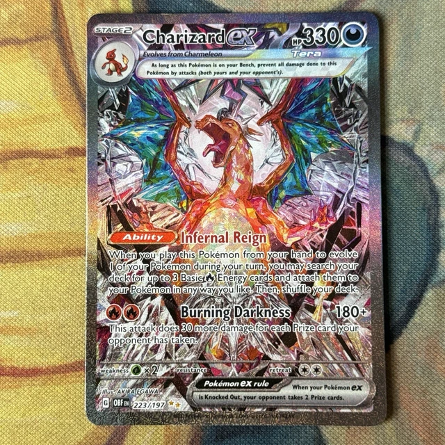 POKEMON TCG CHARIZARD EX Card Scarlet Violet Obsidian Flames 223/197 ...