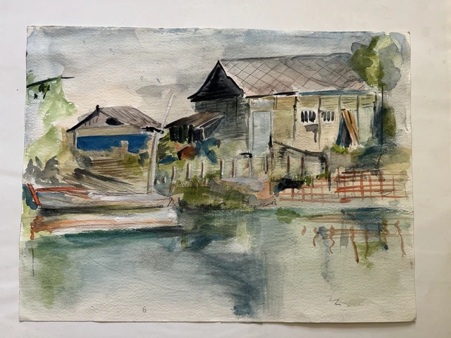 FOND D'ATELIER JEAN Peltier (1907-1984)- Paysage Fluvial EUR 85,00 ...