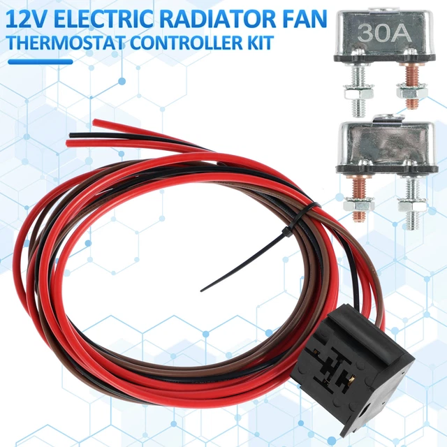 ADJUSTABLE ELECTRIC 12V Radiator Fan Thermostat Control Relay Wire Kit ...