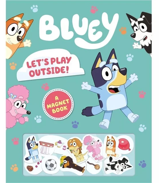 ~ BLUEY BOOK - Bluey Lets Play Outside ~ A Magnet Book ~ Bingo ~ Bandit ...