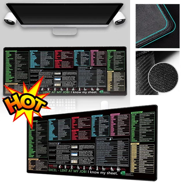 EXCEL CHEAT-SHEET DESK Mat, Excel Shortcuts Mouse Pad,Keyboard Shor. £6 ...