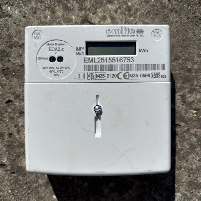 EMLITE ECA2.Z V1 100A Single Phase Electricity Reading Meter Solar PV £ ...