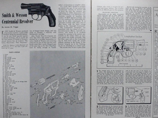 SMITH & WESSON Revolver Pistol Gun Picture Magazine Article Diagram ...