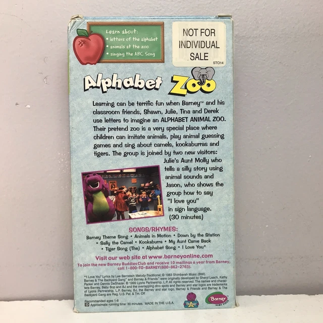 BARNEY & FRIENDS Classic Alphabet Zoo VHS Video Tape ABC Promotional ...