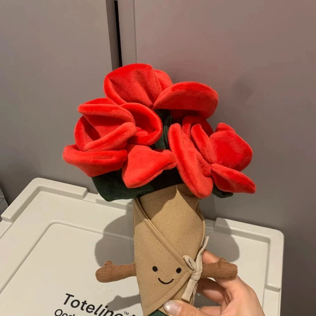 JELLYCAT ROSE BOUQUET NEW Plush Toy Red Flower Holiday Valentine Gift ...