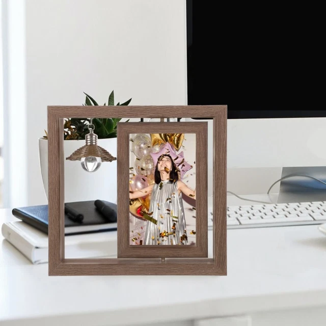 WOODEN ROTARY PICTURE Frame 6 Inches Table Frame Rotating Photo Frame ...