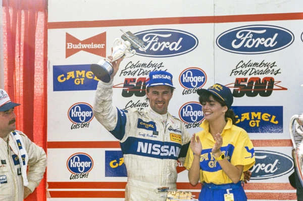 GEOFF BRABHAM CELEBRATES on the podium IMSA 1988 Motor Racing Old Photo ...