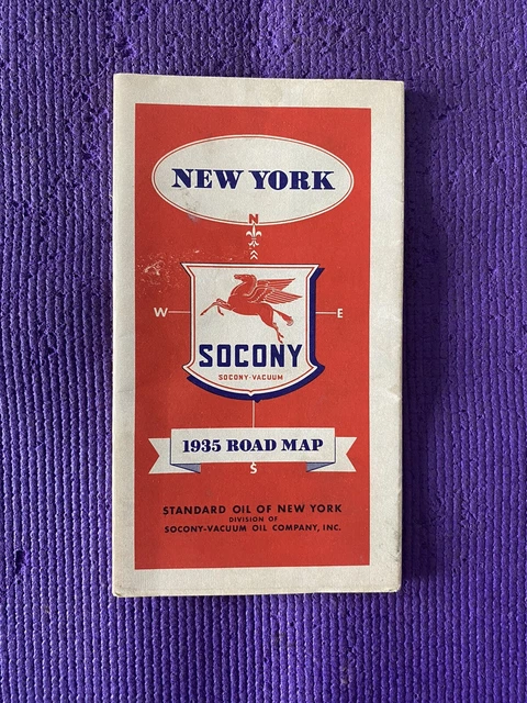 VINTAGE SOCONY ROAD Map New York 1935 $11.99 - PicClick