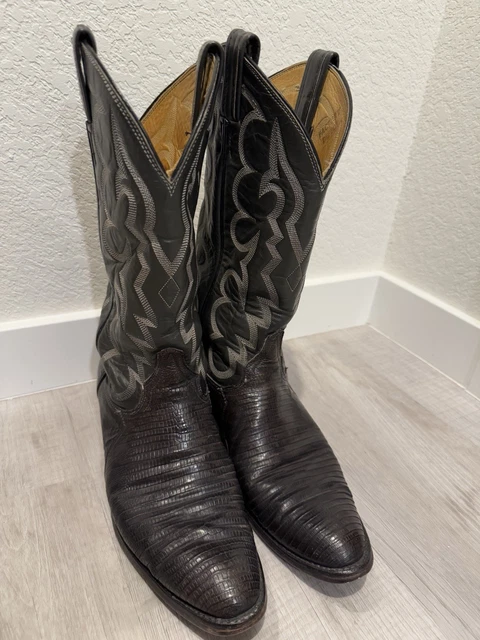 TONY LAMA BLACK Lizard Men's Cowboy Boots Size 9.5 Exotic Rodeo £78.92 ...
