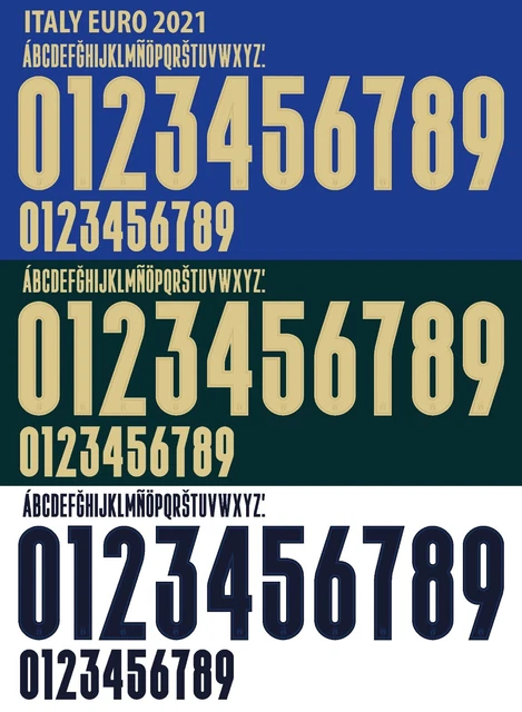 NAME&NUMBER SET FOR Italy Euro 2020 Home/Away/Third Football National ...