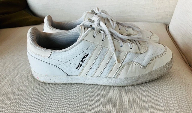 VTG ADIDAS TURF Royal white leather low top trainers shoes cult classic ...