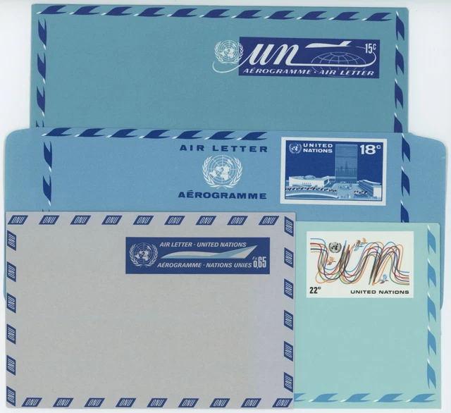 UNITED NATIONS STATIONARY Air Letter Aerogramme 1969-1977 Lot of 4 ...
