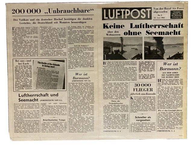 WW2 ORIGINAL RAF aerial air drop leaflet in German Feldpost 18 nov 1944 ...