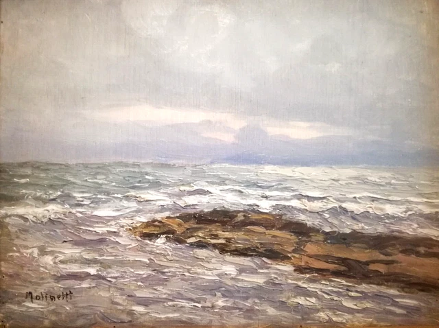 MAURICE MOLINETTI: JOLI tableau signé Huile début XXème Bord de côte ...
