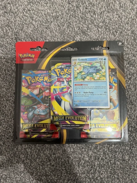 POKEMON TCG MEGA Evolution Triple Blister Pack - Golduck Promo + 3 ...