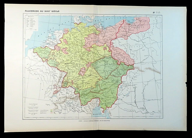 HISTORICAL MAP OF Germany German Empire 18th Century FRENCH Antique ...