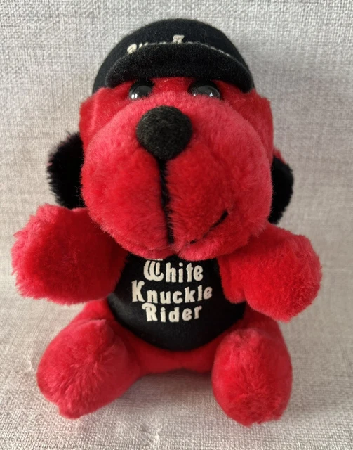 VINTAGE ALTON TOWERS Soft Toy 80s Red Dog White Knuckle Rider Plush 7 ...