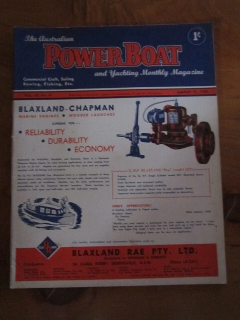 MAGAZINE THE AUSTRALIAN Power Boat And Yachting 1950 Great ***Must See ...