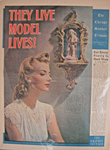 CHICAGO SUNDAY TRIBUNE 1941 Large Color Newspaper Working Girls Pretty ...