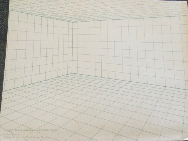 VINTAGE 80’S PERSPECTIVE drawing grids template sheets interior design ...