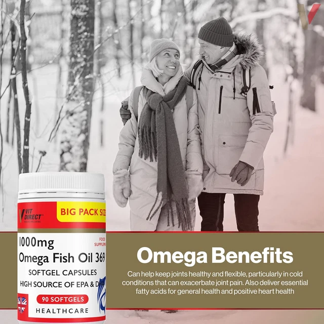 VIT DIRECT - Omega Fish Oil 369-90 Soft Gel Capsules - 1000Mg - High ...