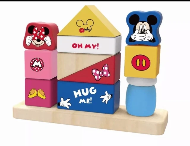 DISNEY WOODEN MICKEY and Minnie Block Stacker Building Blocks £14.99 ...