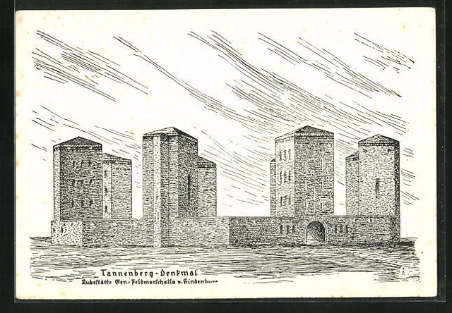 KÜNSTLER-AK TANNENBERG, TANNENBERG-DENKMAL, Ruhestätte Gen.-Feldmarschall v. Hi EUR 5,00 ...