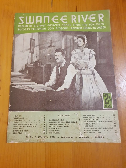 SWANEE RIVER. MUSIC Book. Sheet Music. From Movie. 1938. Australian ...