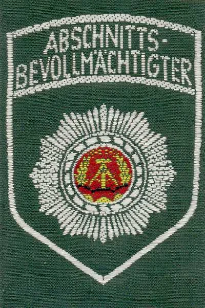 DDR POLIZEI ABV - Abschnittsbevollmächtigter, Aufnäher grün EUR 1,20 ...