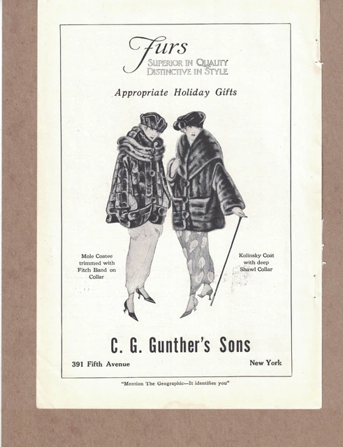 1919 ANTIQUE FUR Coat Fashion & Sears Roebuck Atlas Original Ad Print £ ...