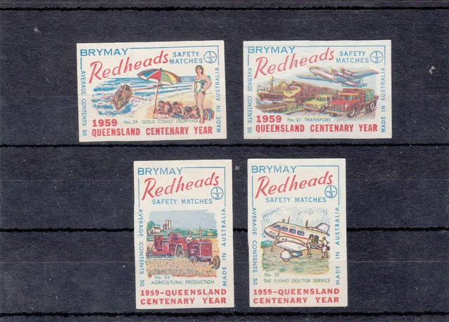 AUSTRALIAN MATCHBOX LABELS.VINTAGE.QUEENSLAND Centenary Year.1959. $2. ...