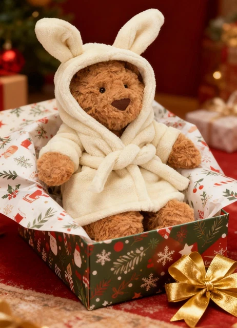 NEW 10& JELLYCAT Bartholomew Bear Bathrobe plush doll- With Tag+ Dust ...