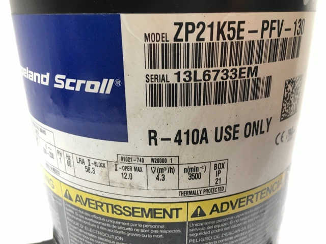 COPELAND ZP21K5E-PFV-130 2 Ton Scroll Compressor R410A 208/230V 1 PH ...
