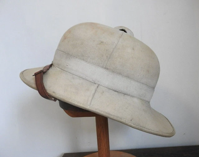 ORIGINAL MILITARY WW1/2 Pith Helmet Sun Tropical Hat Wolseley Style ...