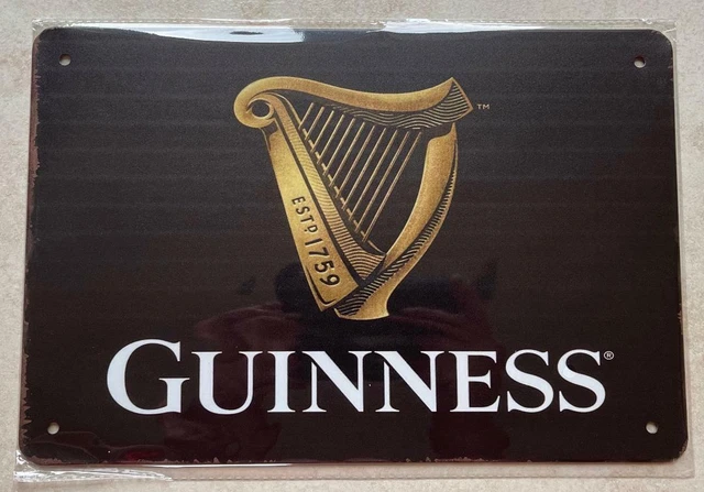 GUINNESS HARP METAL PLAQUE SIGN PUB BAR MAN CAVE GARAGE CAFE PUB STOUT ...