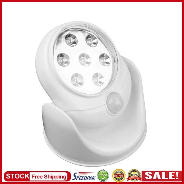 7 LED ADJUSTABLE Motion Activated Sensor Light Rotation Cordless Wall ...