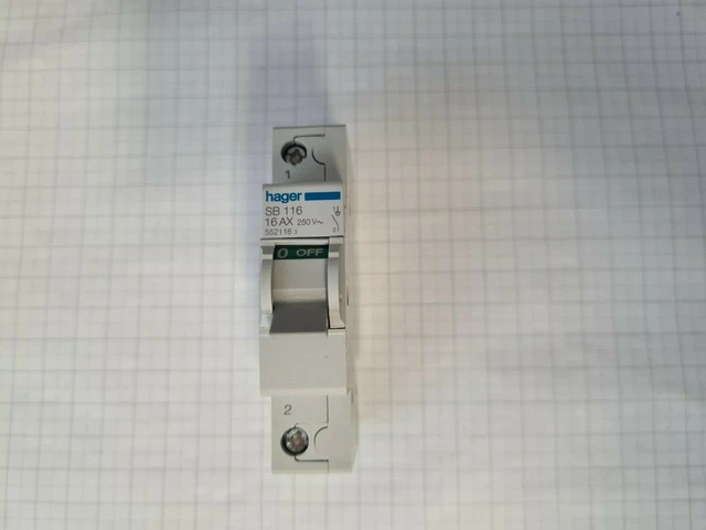 HAGER AUSSCHALTER SB 116 16AX 552116 250V AC 1PLE Neu TOP EUR 11,99 ...