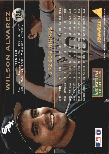 CARTE DE BASEBALL 1994 Pinnacle Museum Collection #128 Wilson Alvarez ...
