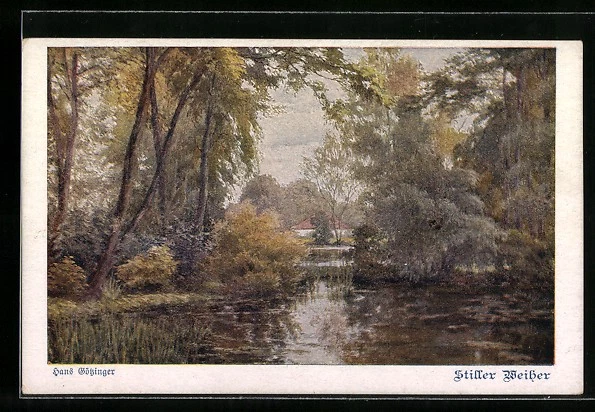 KÜNSTLER-AK HANS GÖTZINGER, Deutscher Schulverein Nr. 975: Stiller Weiher im Pa EUR 6,00 ...