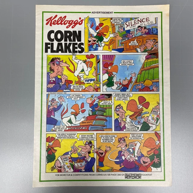 KELLOGG'S KORN FLAKES Comic-Strip Cartoon Network 1998 Vintage Retro ...