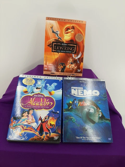 FINDING NEMO & Aladdin & The Lion King Platinum Edition DVD's Disney ...