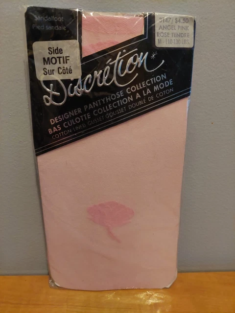 Vintage Pantyhose Discretion Motif Color Angel Pink Size M 110 130 Lbs