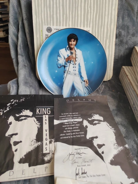 VINTAGE 1991 BRADFORD Exchange Elvis Presley Delphi Plate KING OF LAS ...