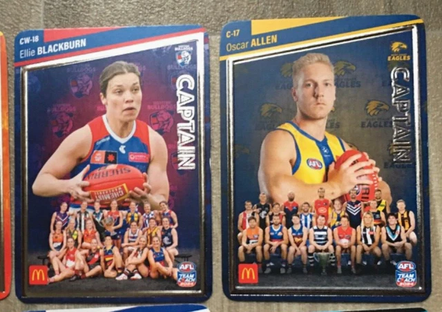 2024 AFL MCDONALDS TEAMCOACH TRADING CARD LOT x12 SILVER CAPTAIN CARDS ...